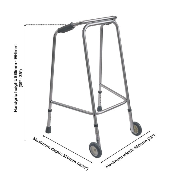 Coopers Domestic Large Walking Frame Zimmer With Wheels | Mi – Millercare
