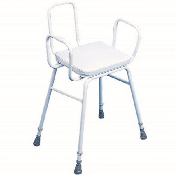 Perching Stool With Tubular Arms and Back White | Millercare