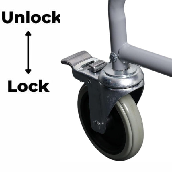 Glideabout Wheeled Commode Chair with Swing Away Arm Rests a – Millercare